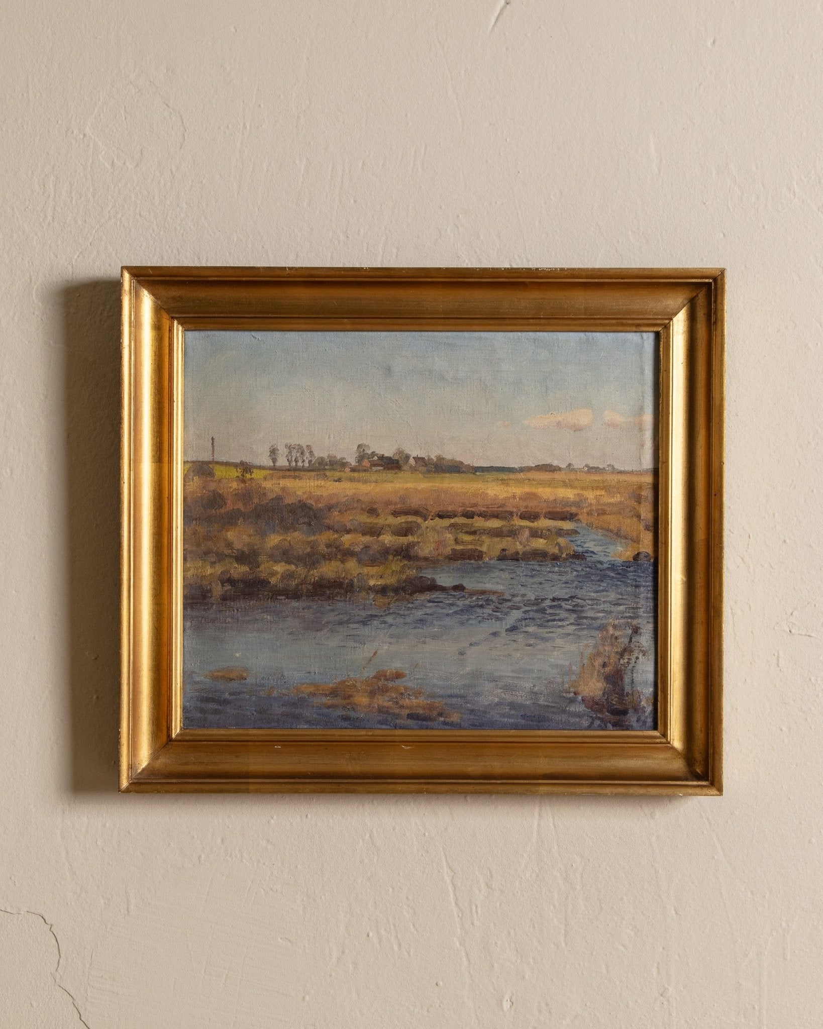 Danish Marsh Landscape Oil Painting, Denmark, 1945 – Lone Fox