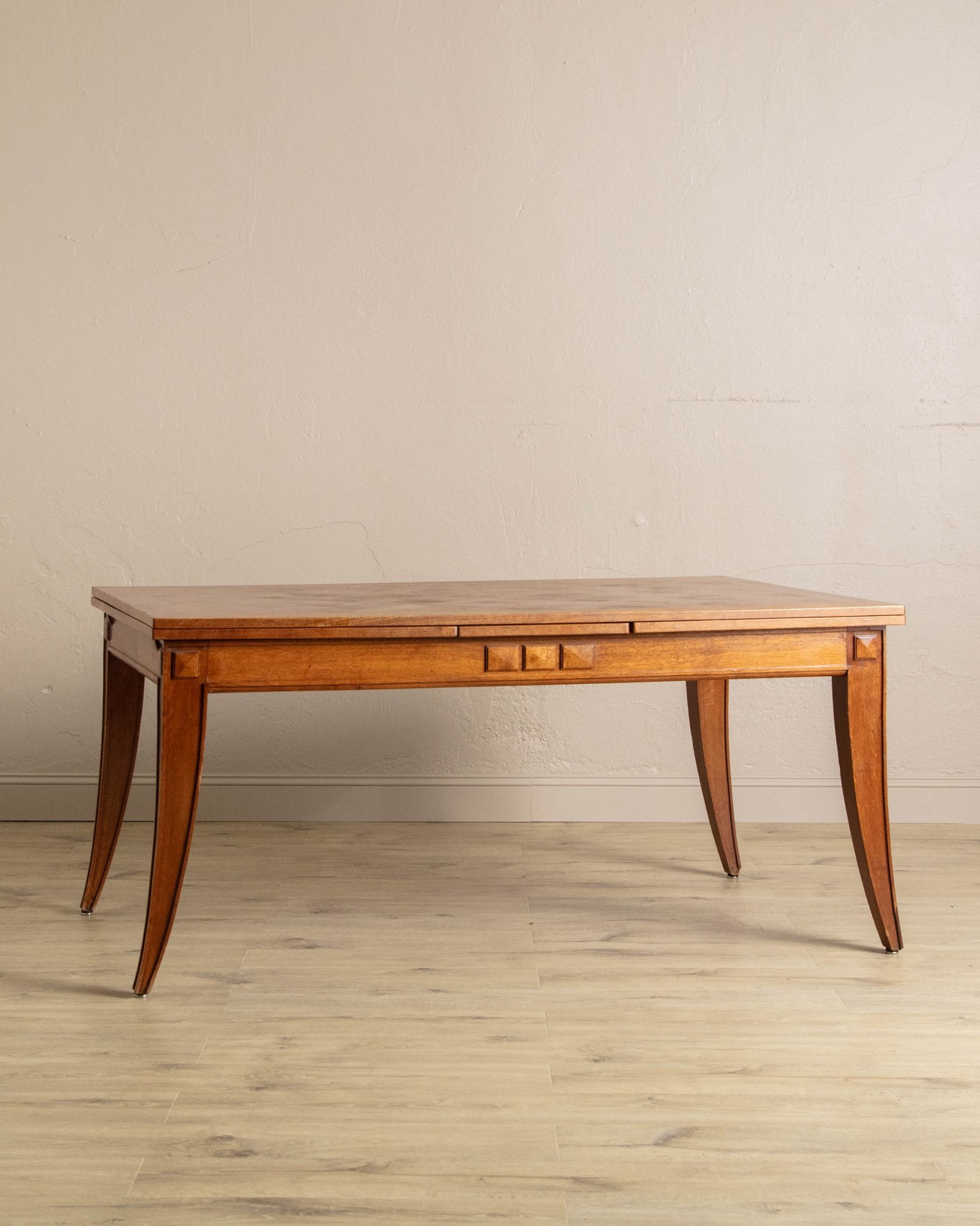 Expanding Oak Parquet Dining Table Manner of Andre Arbus, France, 1940 ...