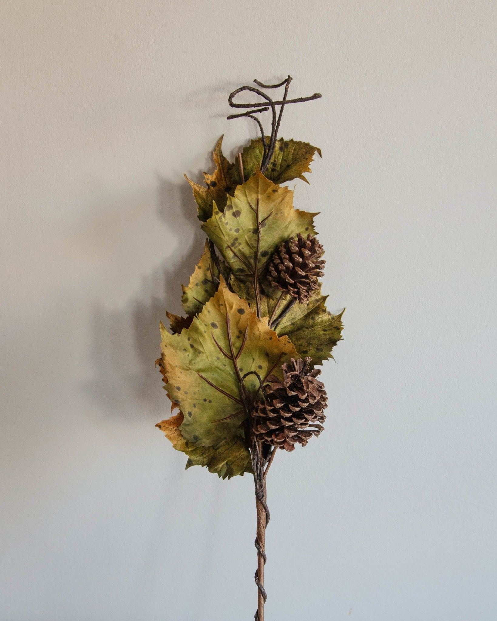 Faux Grape Leaves & Pinecone Stem – Lone Fox