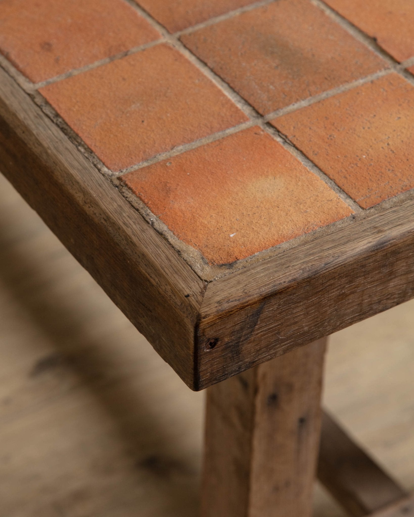 Large French Terracotta Tile Top Console / Dining Table, 1970's – Lone Fox