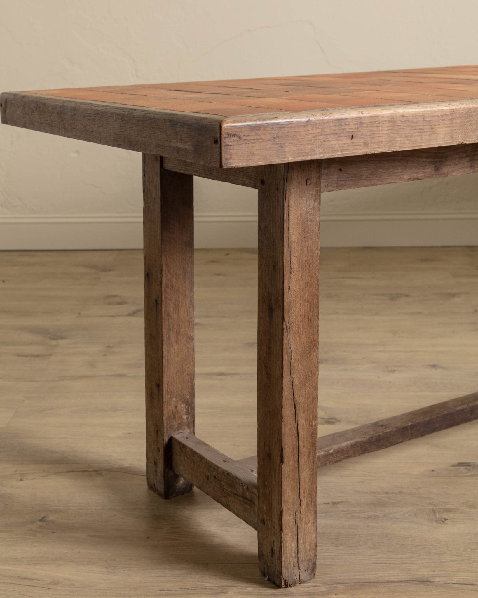 Large French Terracotta Tile Top Console / Dining Table, 1970's – Lone Fox