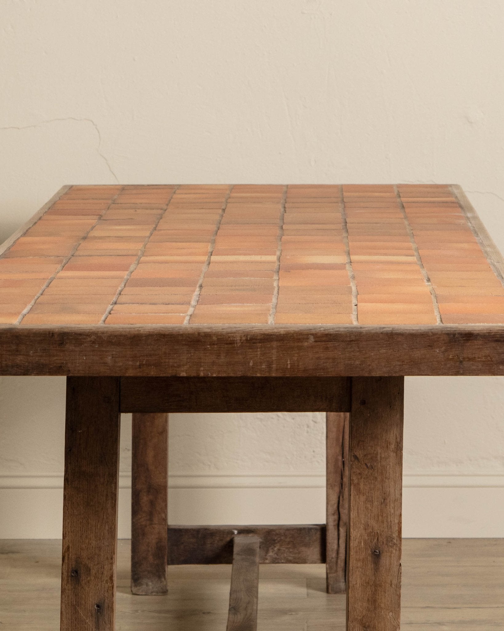 Large French Terracotta Tile Top Console / Dining Table, 1970's – Lone Fox