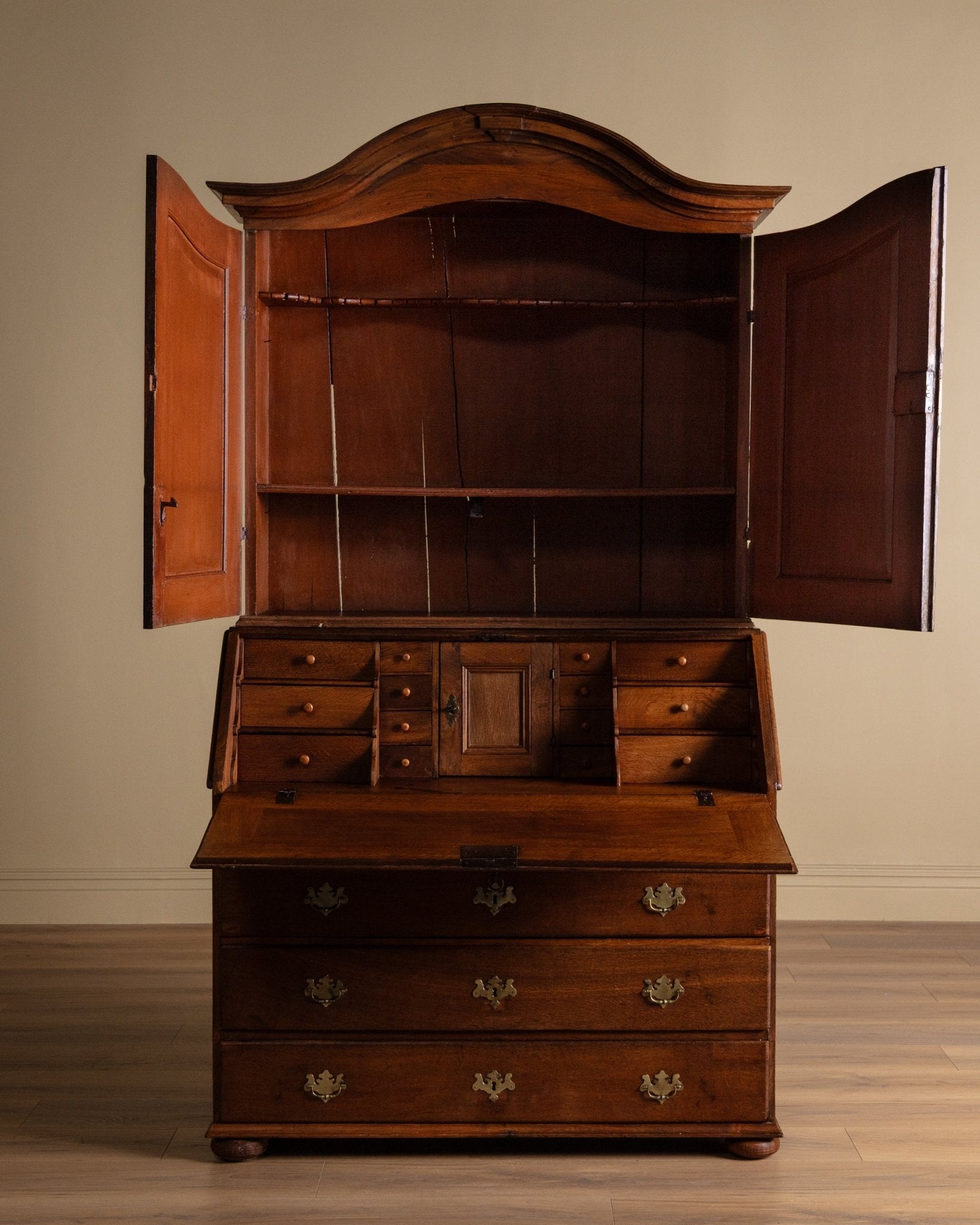 Northern European Arched Oak Secretary Cabinet, 19th Century – Lone Fox