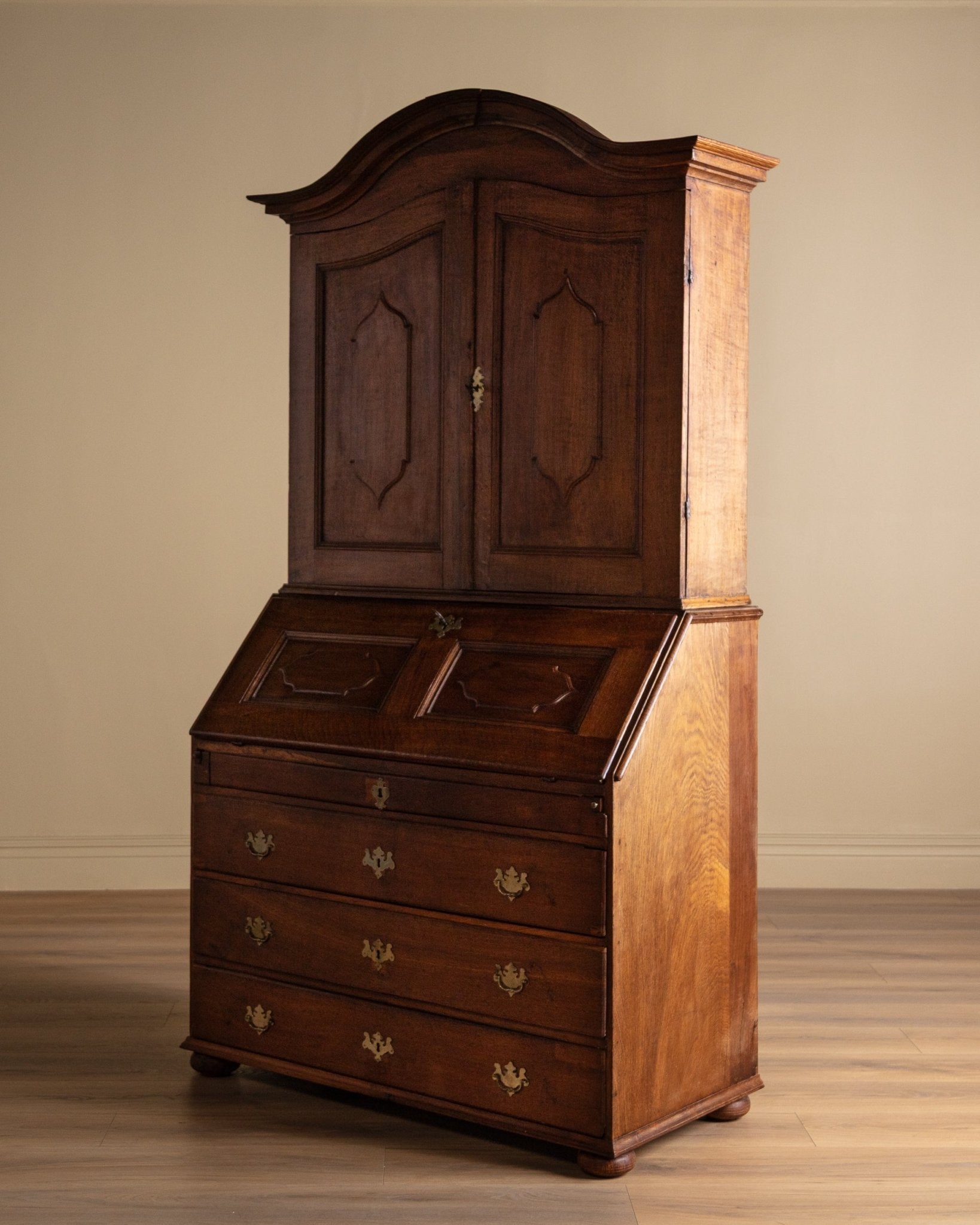 Northern European Arched Oak Secretary Cabinet, 19th Century – Lone Fox