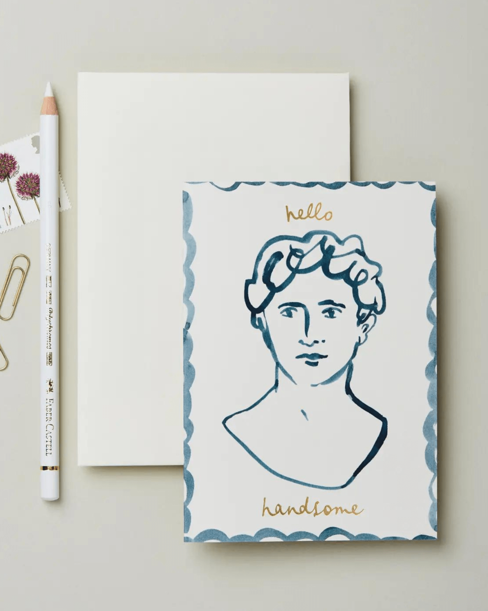 Painterly Bust "Hello Handsome" Card – Lone Fox