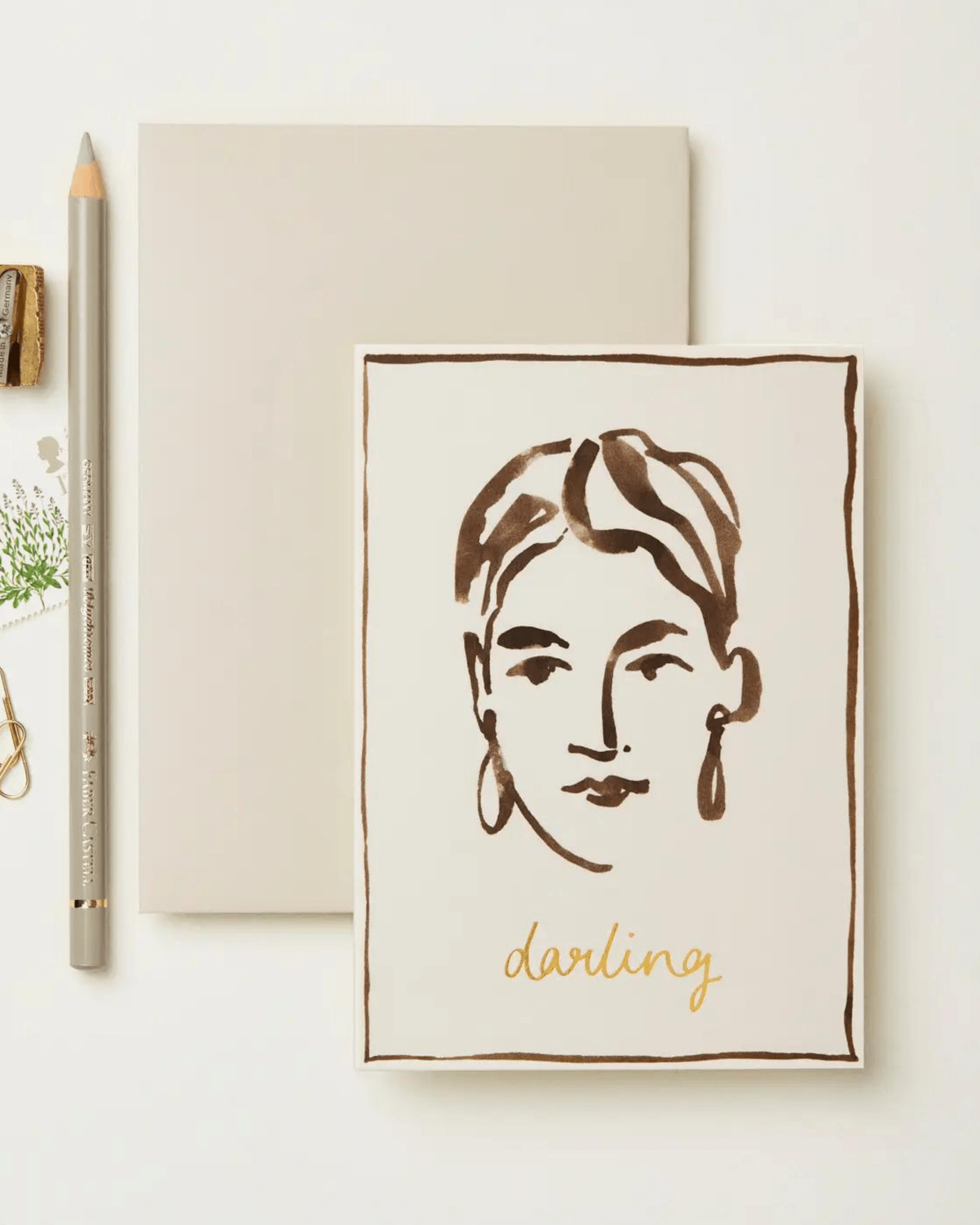 Painterly Portrait "Darling" Card – Lone Fox