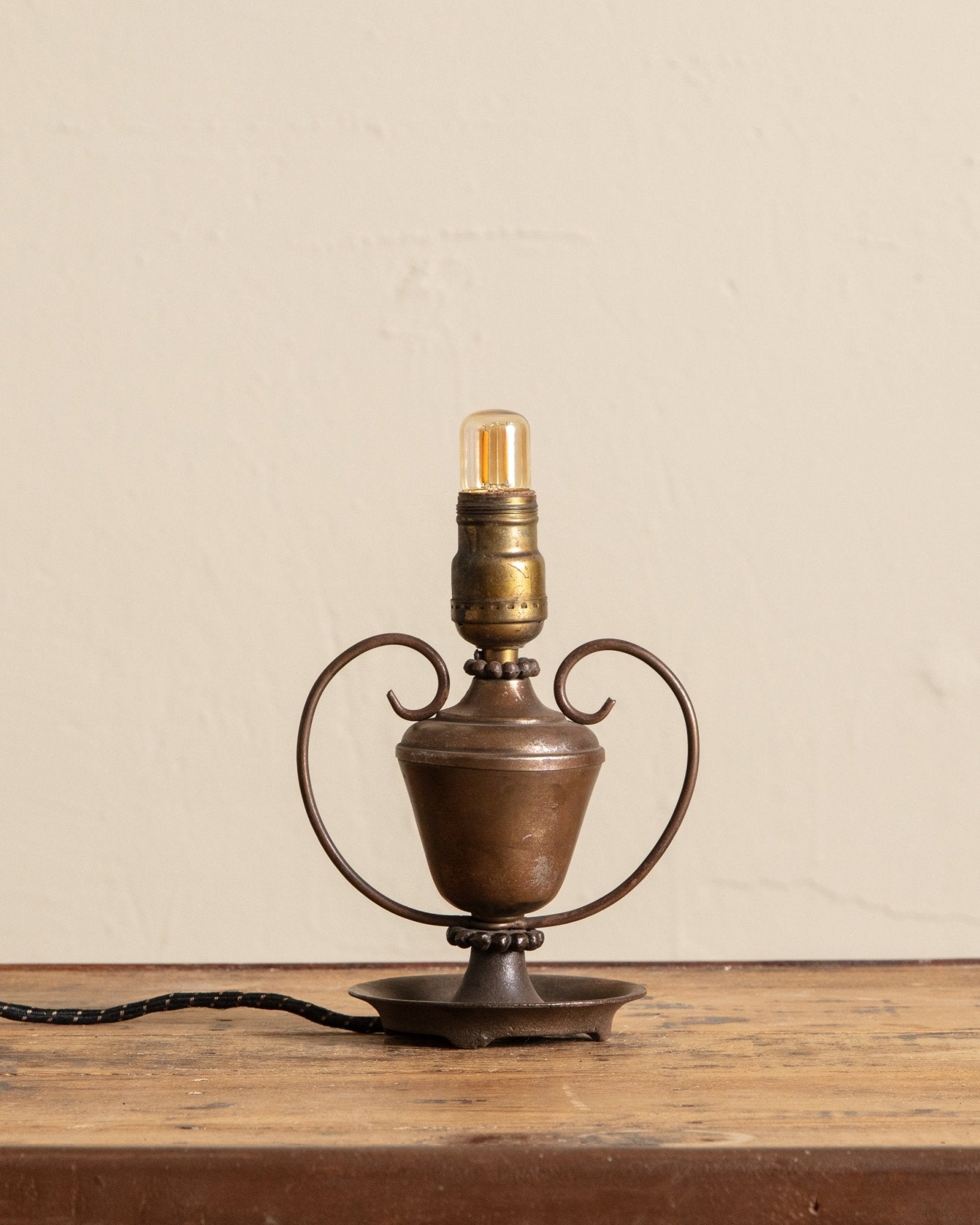 Petite Aged Brass Table Lamp w/ Handles, 1920's – Lone Fox