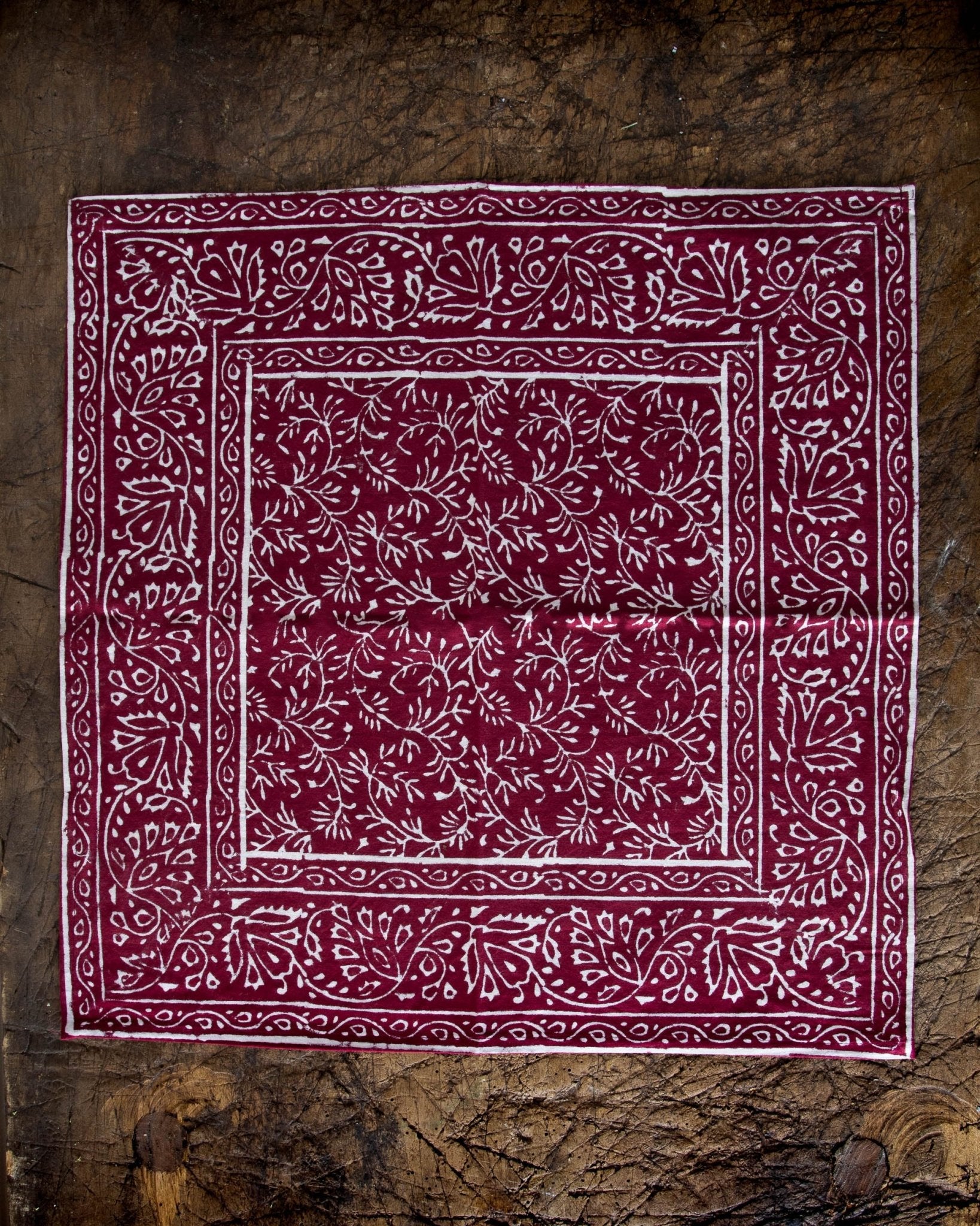 Red Vines Block Print Napkin – Lone Fox