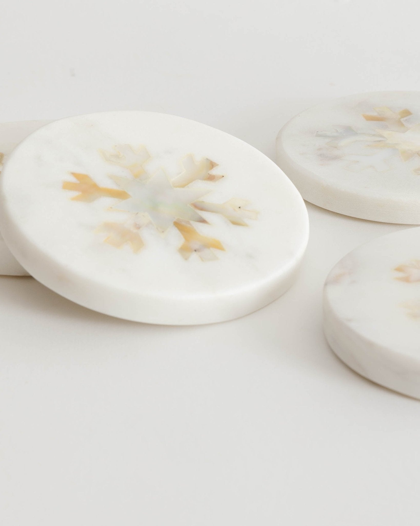 Snowflake Marble & Pearl Coasters – Lone Fox